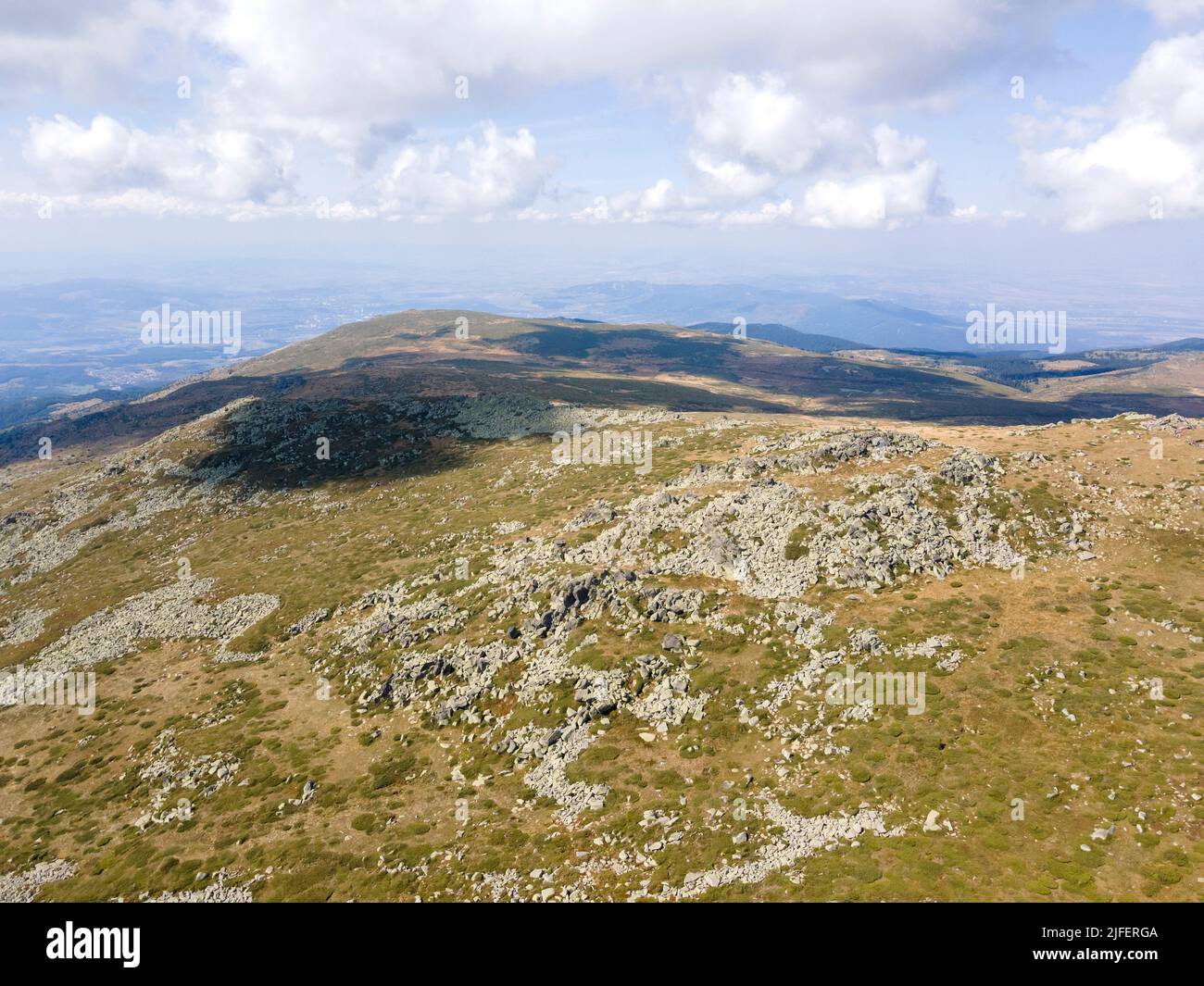 Aerial view of of Vitosha Mountain near Cherni Vrah Peak, Sofia City ...