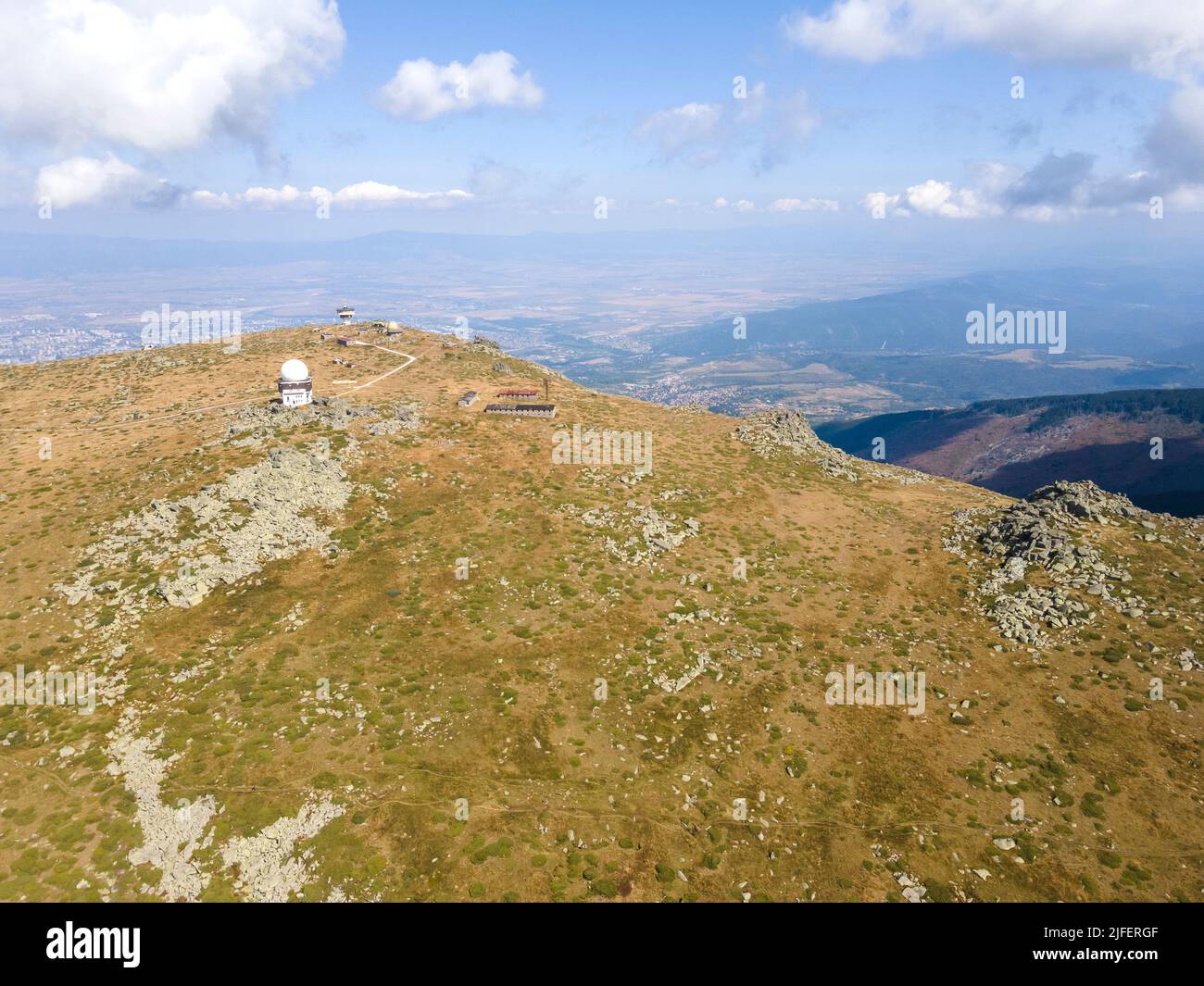 Aerial view of of Vitosha Mountain near Cherni Vrah Peak, Sofia City ...