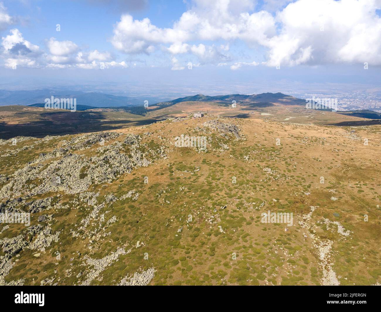 Aerial view of of Vitosha Mountain near Cherni Vrah Peak, Sofia City ...