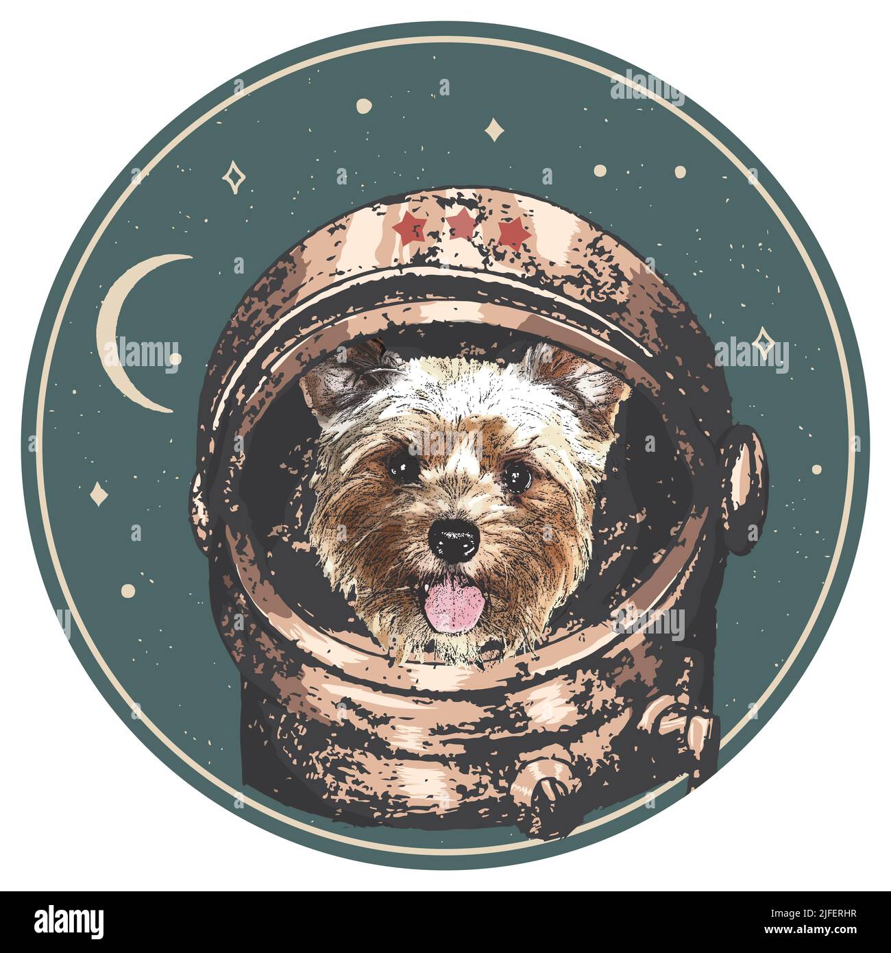 Yorkshire Terrier astrodog portrait. Cute space dog. Vector ...