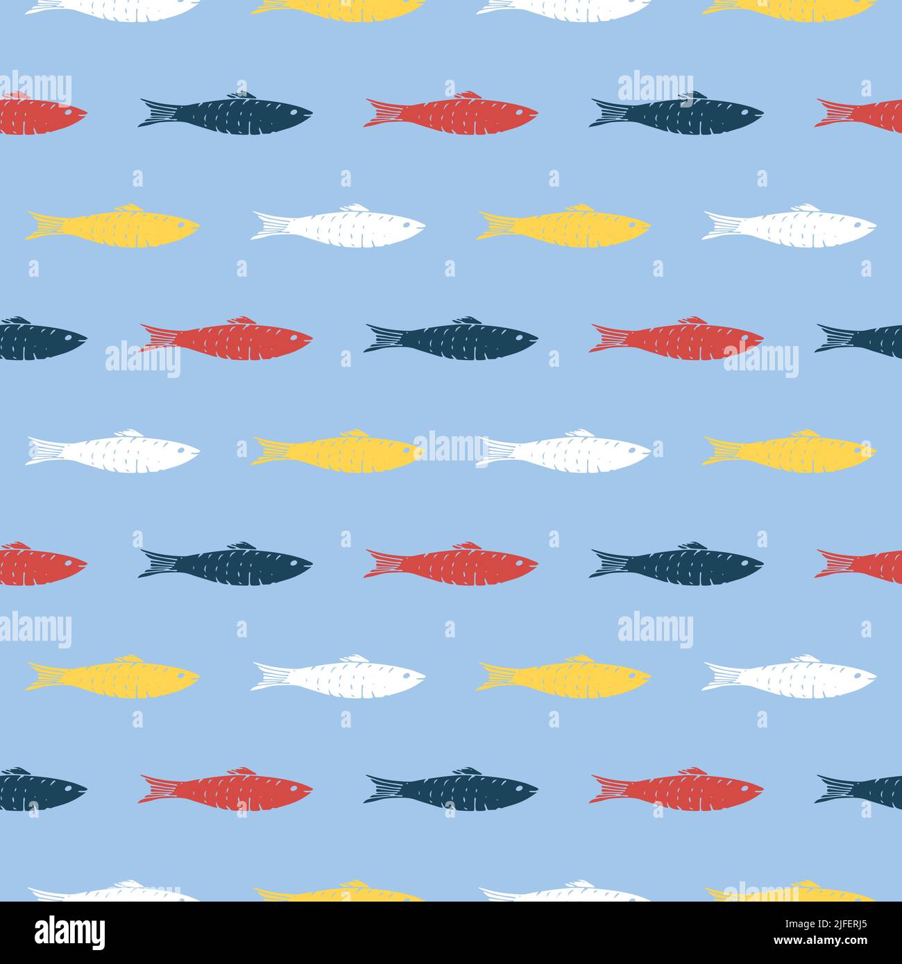 Fish Seamless pattern. Fish Cartoon doodle, Vector illustration Stock ...