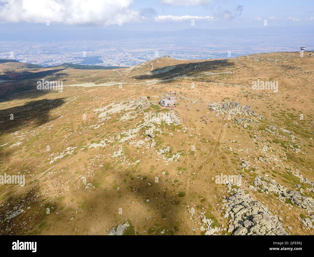 Aerial view of of Vitosha Mountain near Cherni Vrah Peak, Sofia City ...