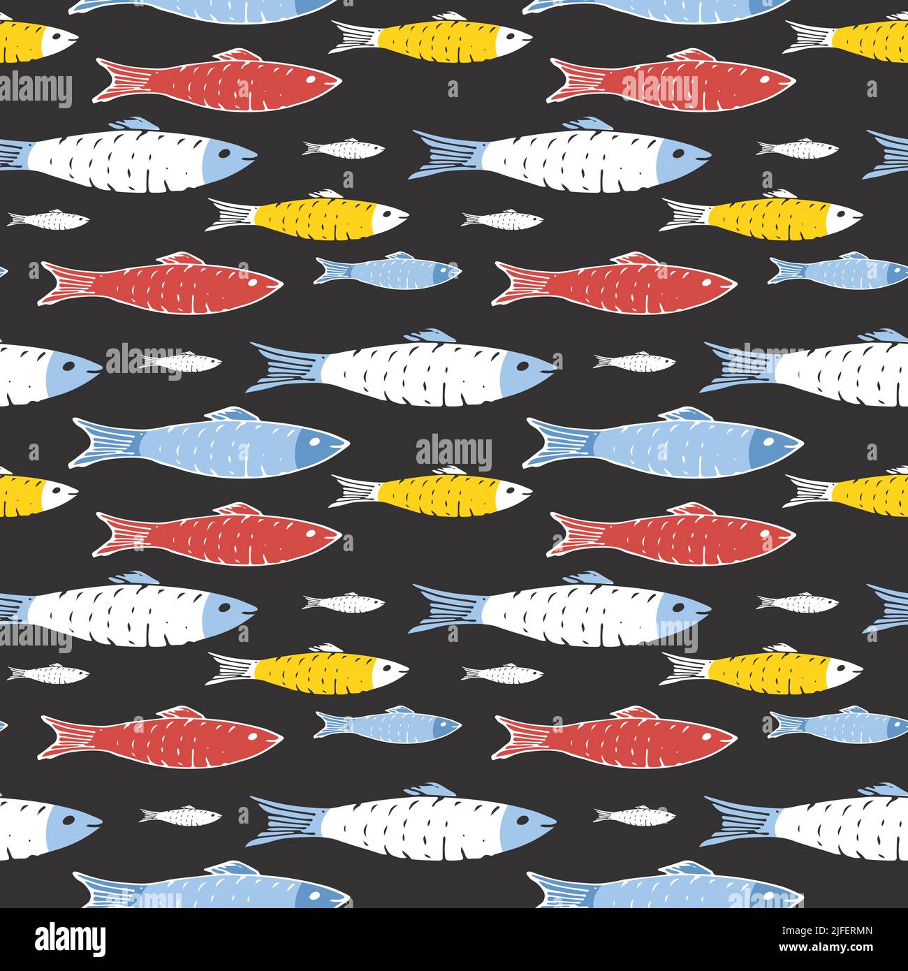 Fish Seamless pattern. Fish Cartoon doodle, Vector illustration Stock ...