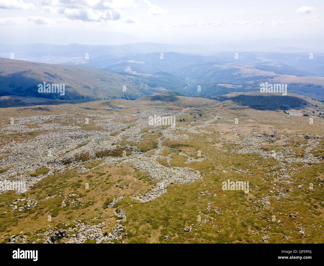 Aerial view of of Vitosha Mountain near Cherni Vrah Peak, Sofia City ...