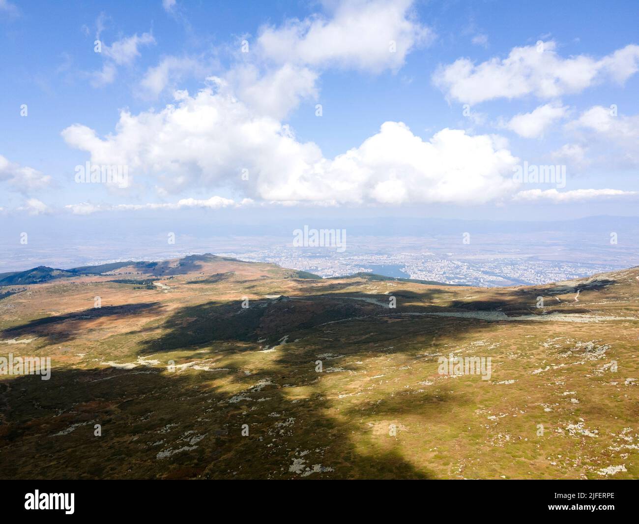 Aerial view of of Vitosha Mountain near Cherni Vrah Peak, Sofia City ...