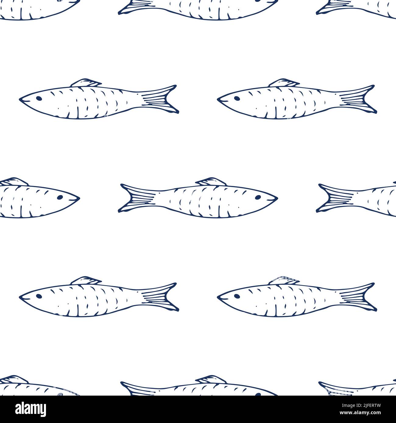Fish Seamless pattern. Fish Cartoon doodle, Vector illustration Stock ...