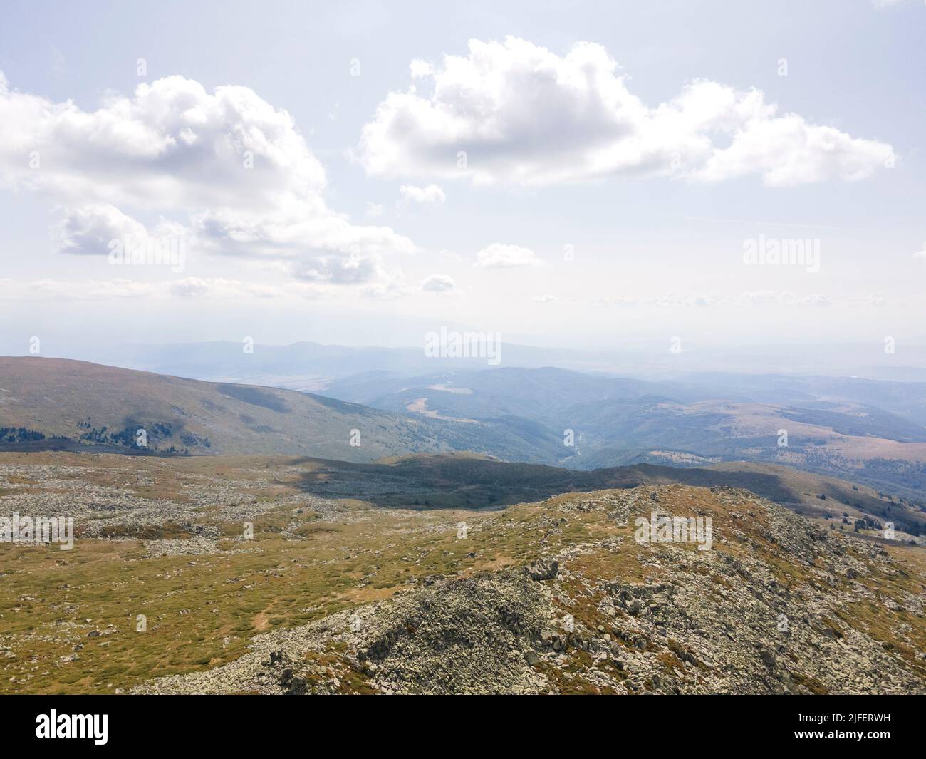 Aerial view of of Vitosha Mountain near Cherni Vrah Peak, Sofia City ...