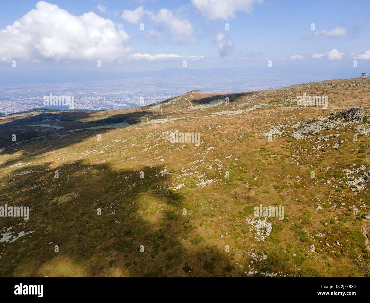 Aerial view of of Vitosha Mountain near Cherni Vrah Peak, Sofia City ...