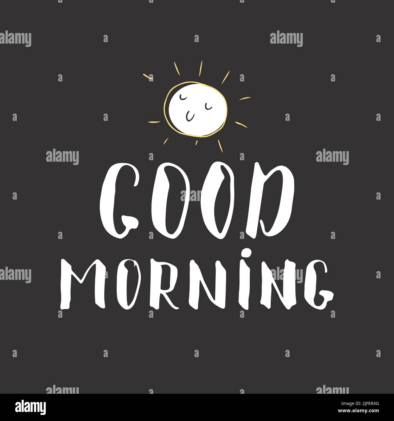 Good morning lettering handwritten sign, Hand drawn grunge calligraphic ...