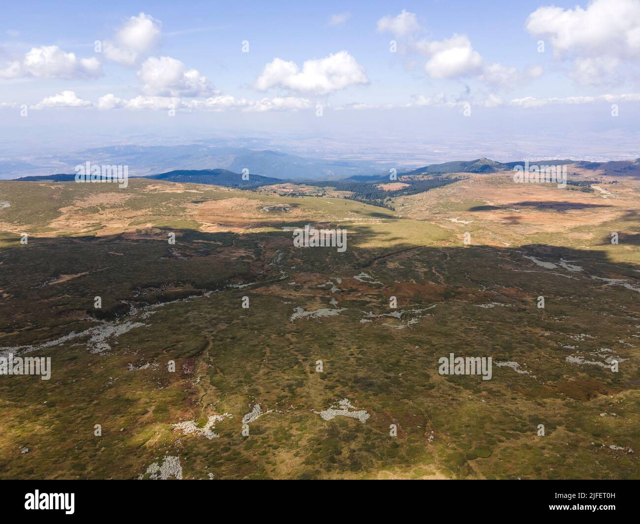 Aerial view of of Vitosha Mountain near Cherni Vrah Peak, Sofia City ...