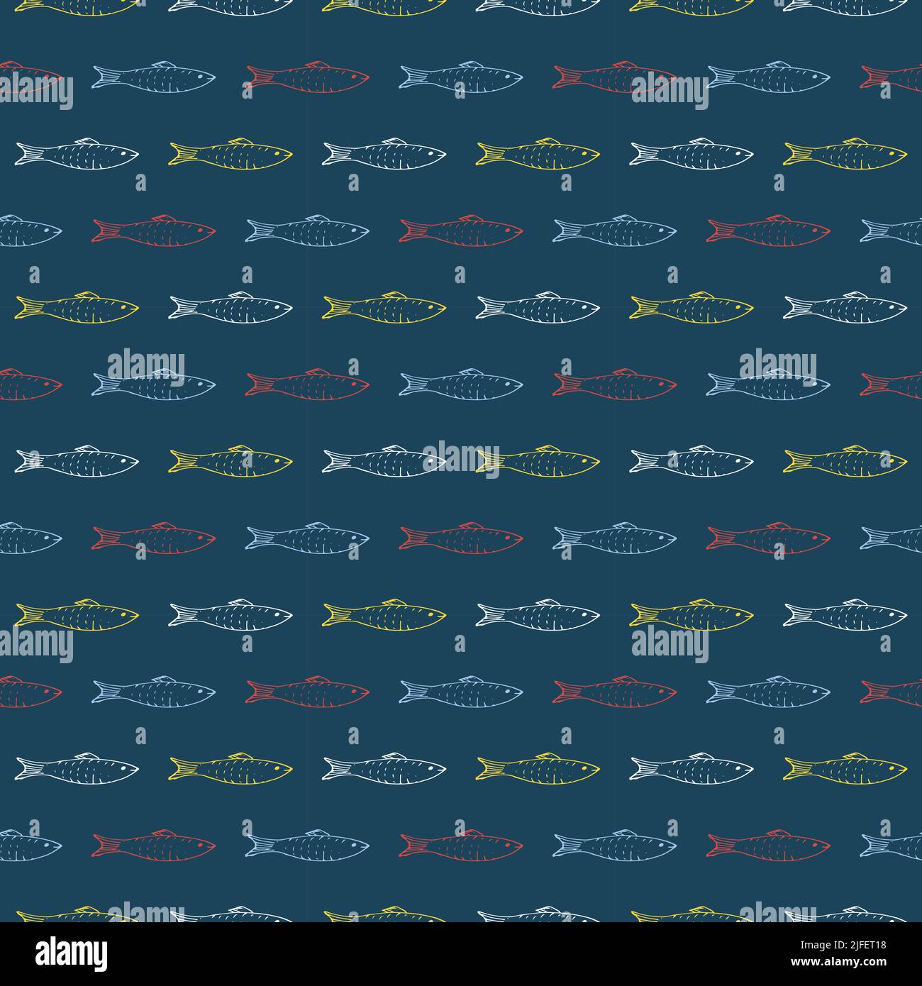 Fish Seamless pattern. Fish Cartoon doodle, Vector illustration Stock ...