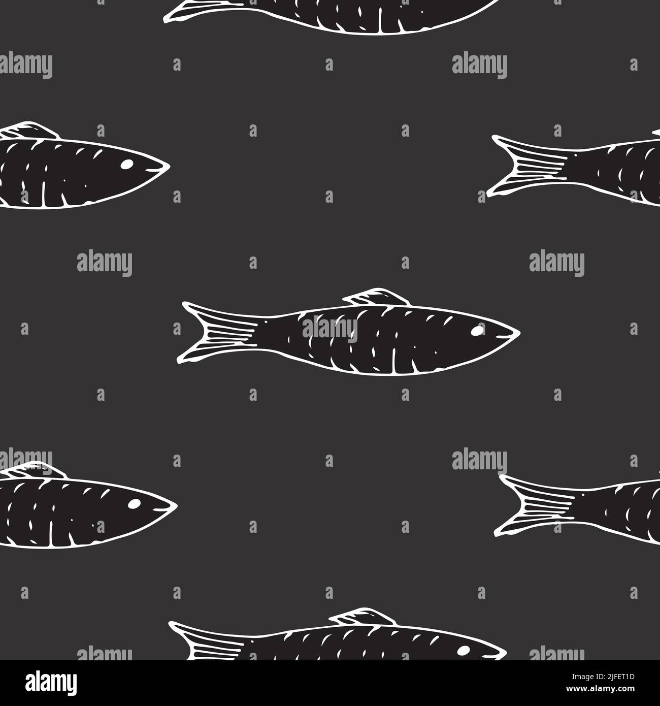Fish Seamless pattern. Fish Cartoon doodle, Vector illustration Stock ...