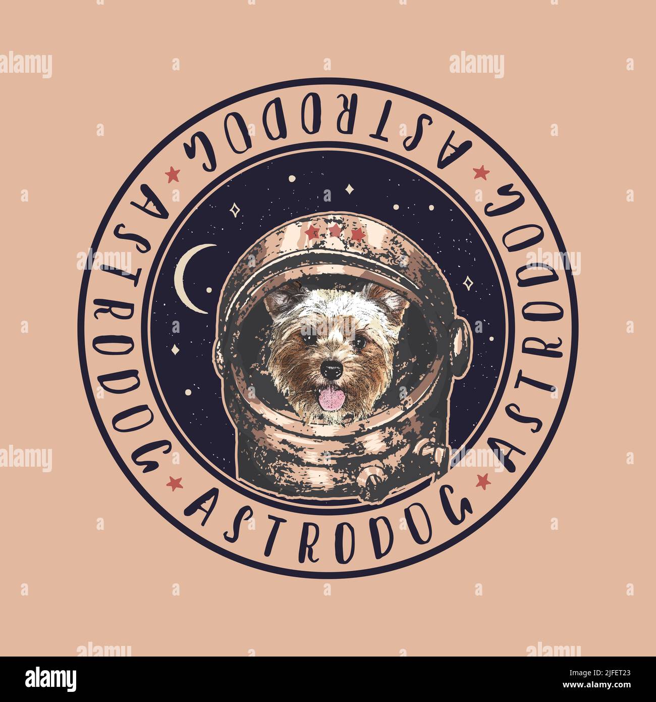 Yorkshire Terrier astrodog portrait. Cute space dog. Vector ...