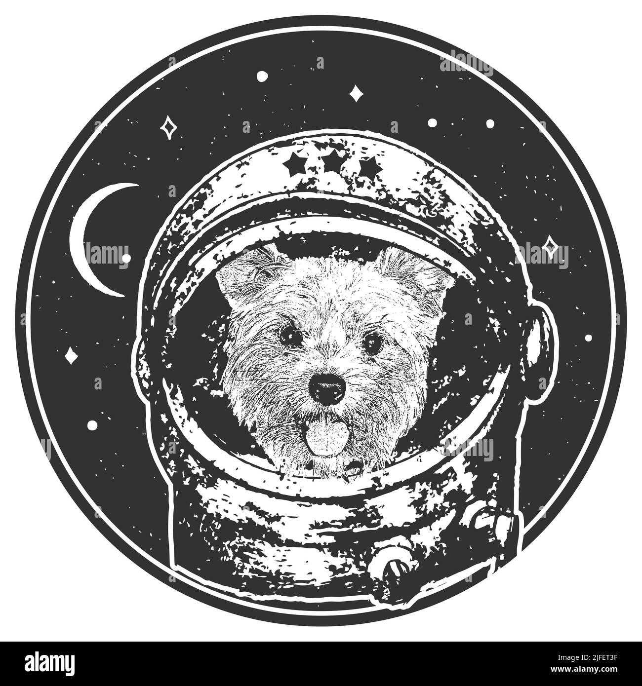Yorkshire Terrier astrodog portrait. Cute space dog. Vector ...