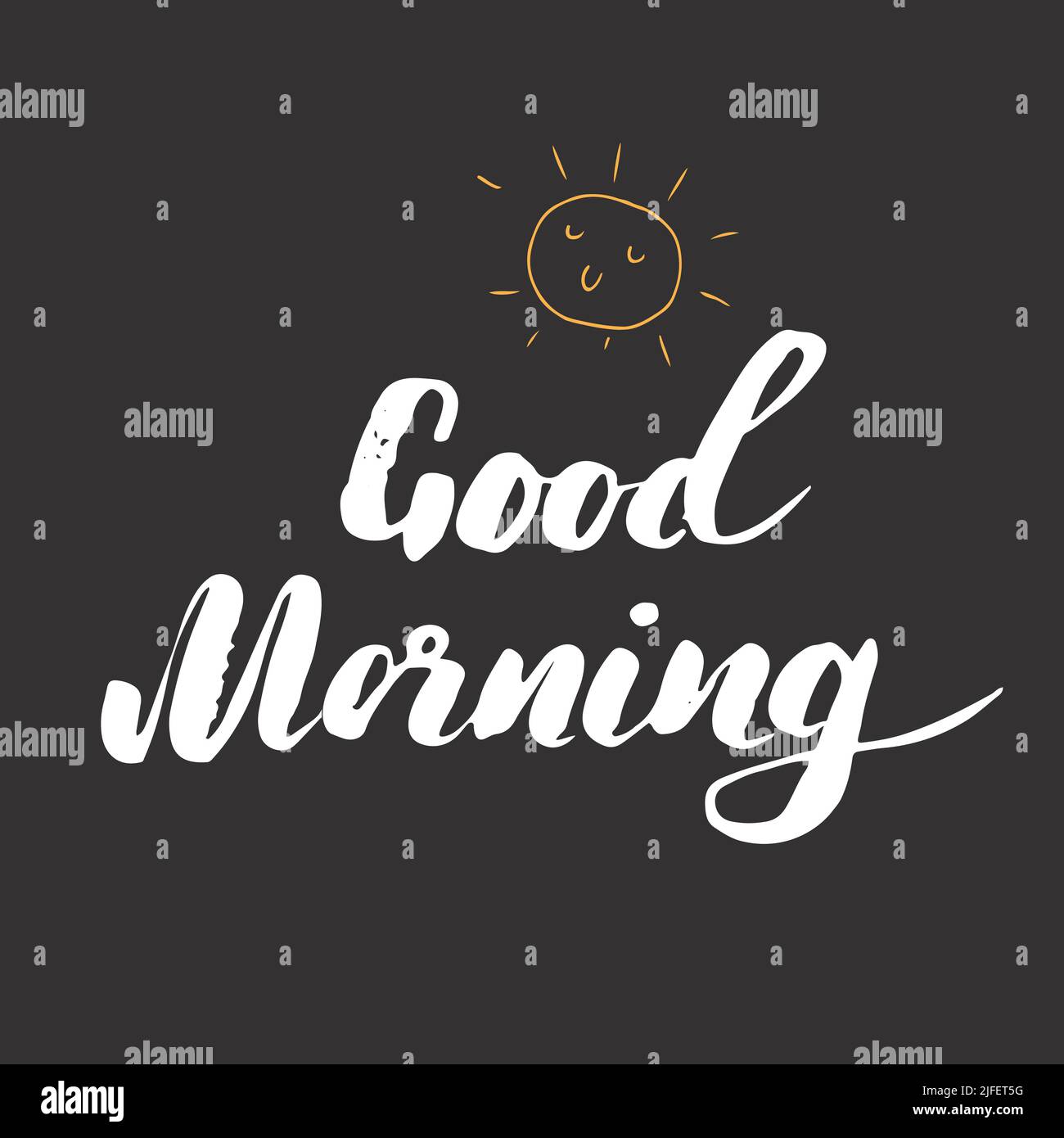 Good morning lettering handwritten sign, Hand drawn grunge calligraphic ...