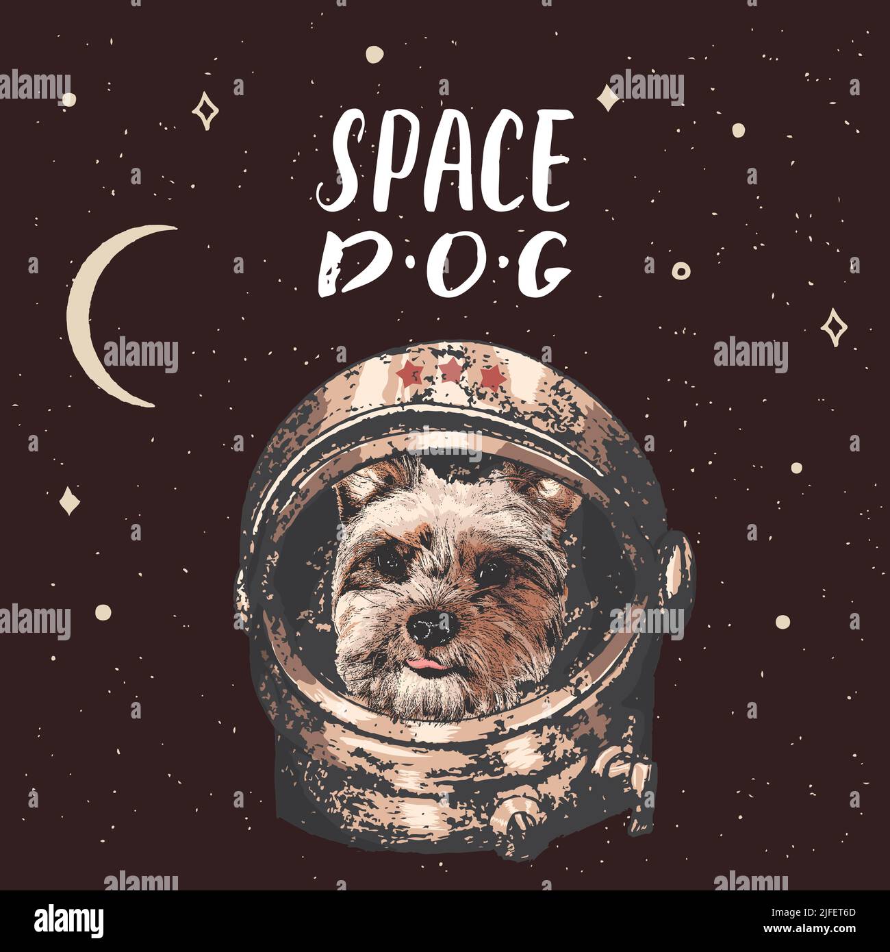 Yorkshire Terrier astrodog portrait. Cute space dog. Vector ...