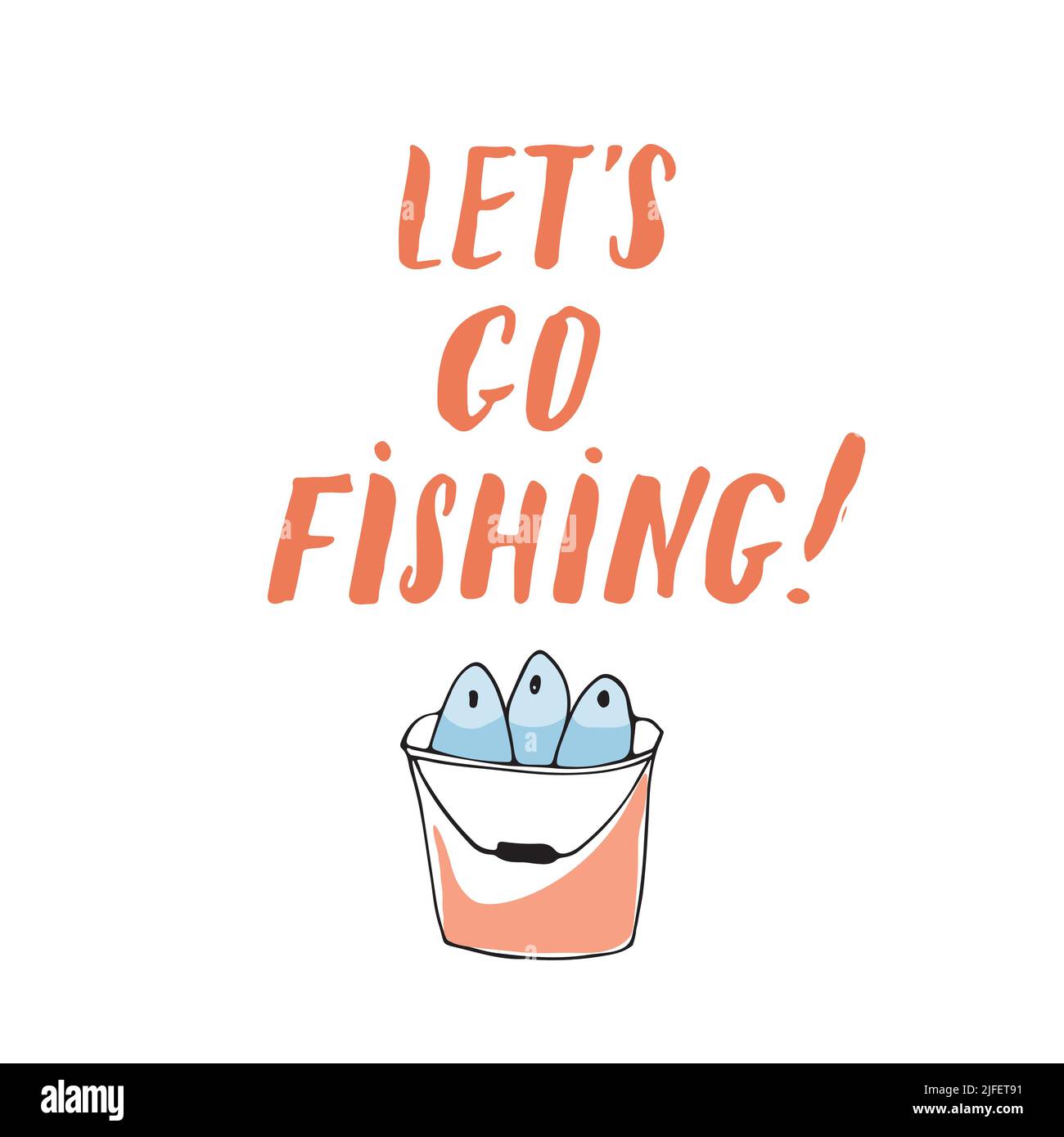 Lets go fishing, fish and sign, Fishing concept, outdoor hobby, Vector ...