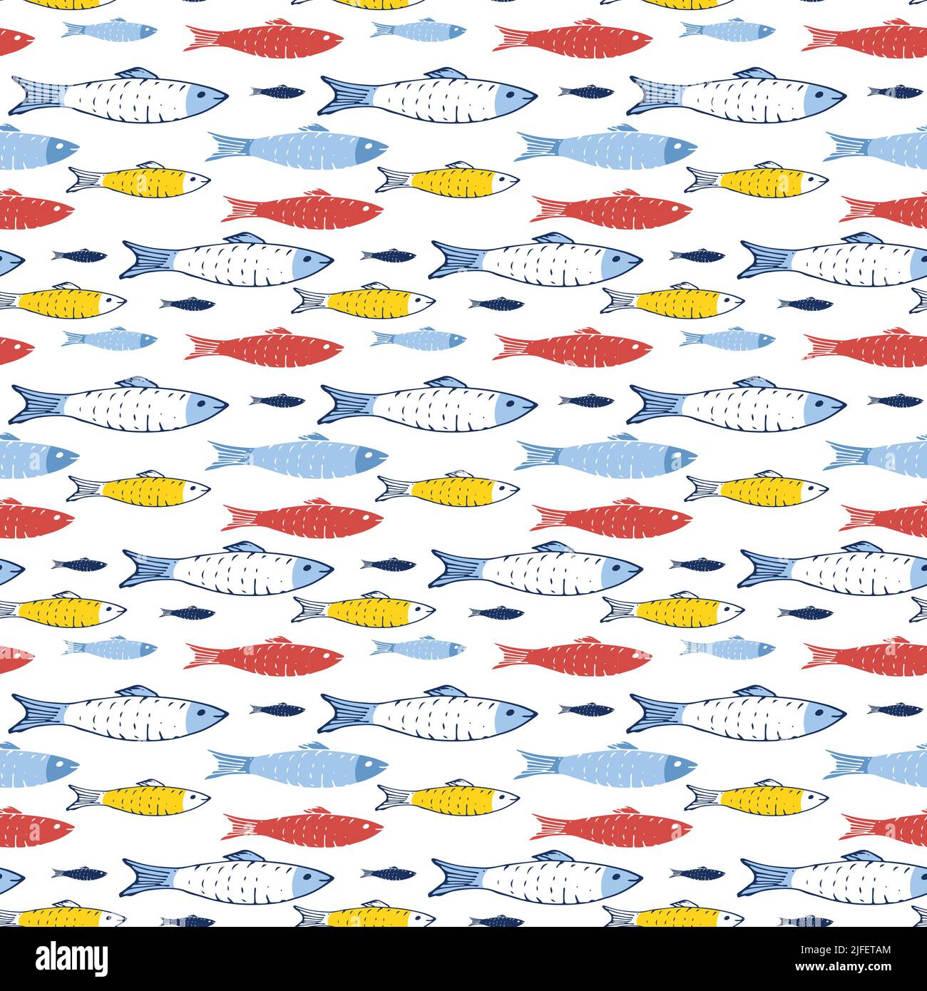 Fish Seamless pattern. Fish Cartoon doodle, Vector illustration Stock ...