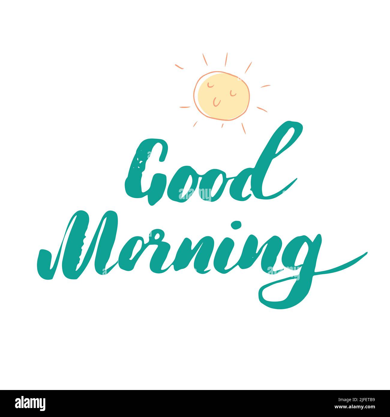 Good morning lettering handwritten sign, Hand drawn grunge calligraphic ...