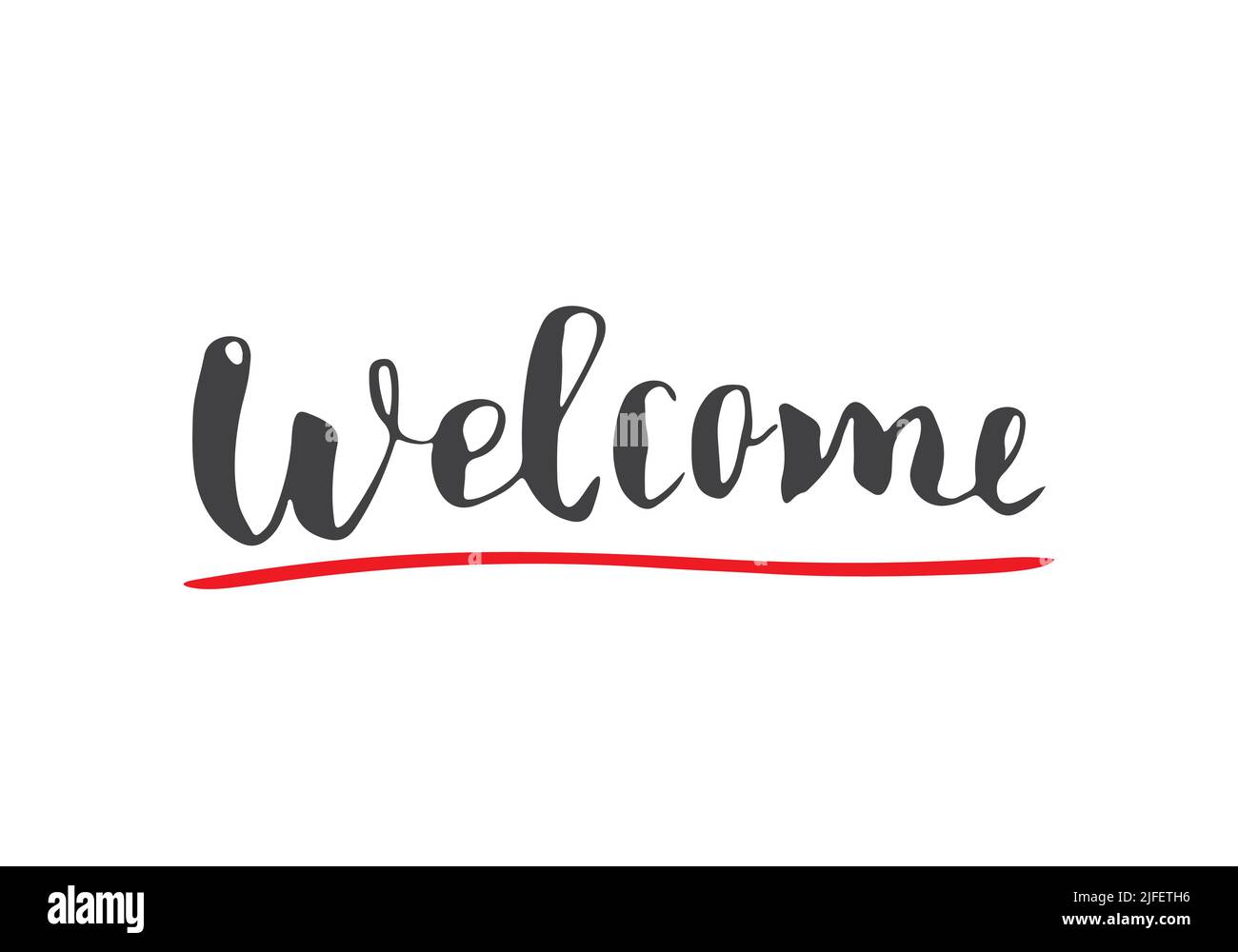 Welcome lettering handwritten sign, Hand drawn grunge calligraphic text ...