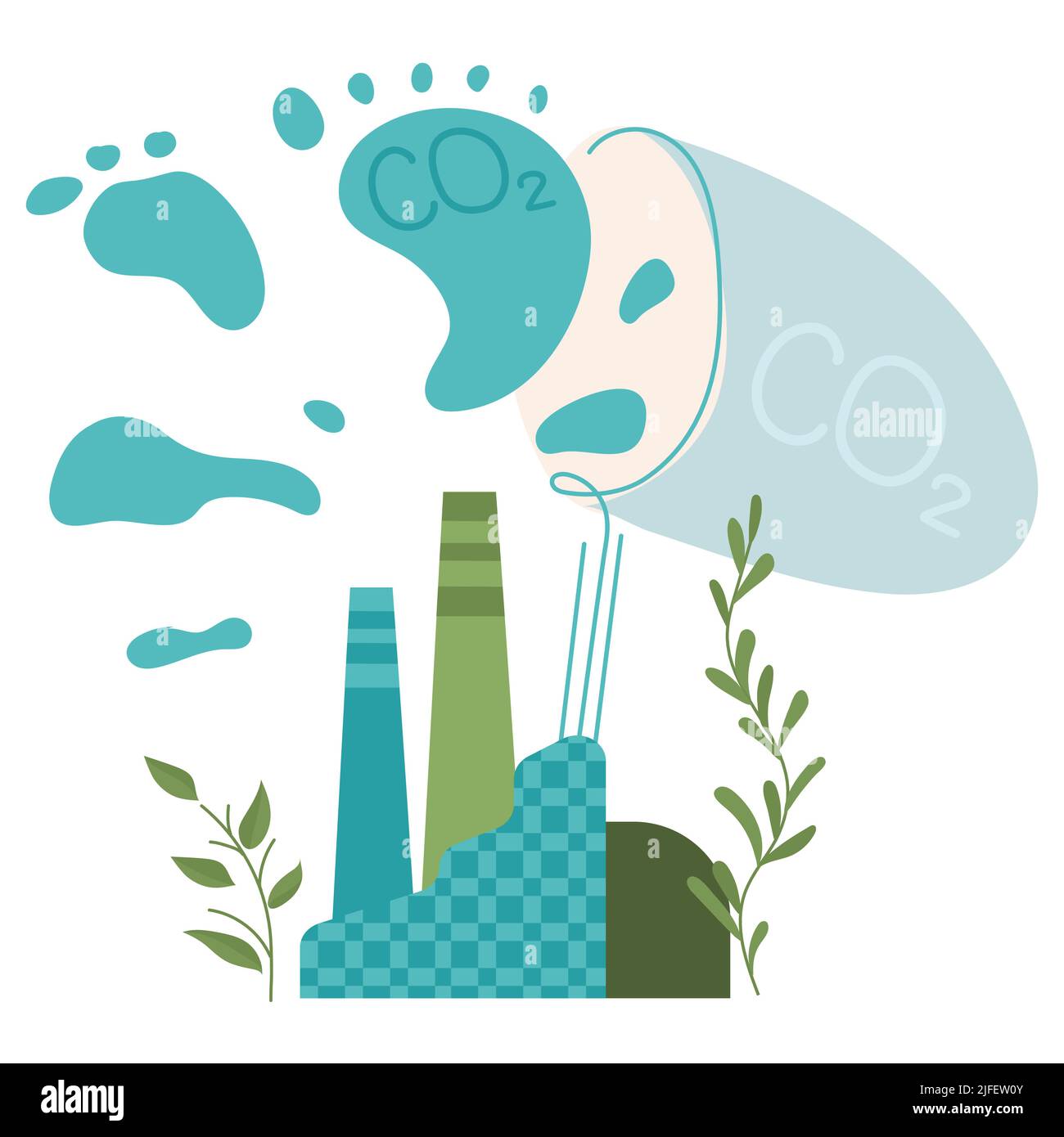 Concept with factory produces CO2 and scoop-net catch carbon footprint ...