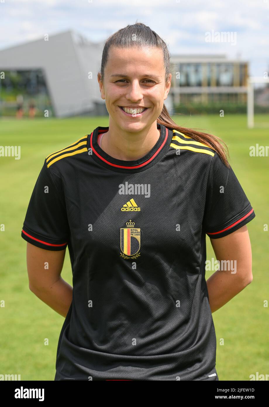 Belgium's Laura De Neve posing for the photographer after a press ...
