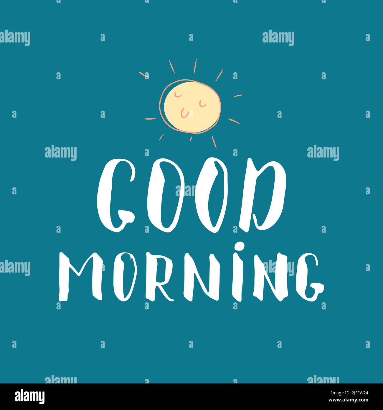 Good morning lettering handwritten sign, Hand drawn grunge calligraphic ...