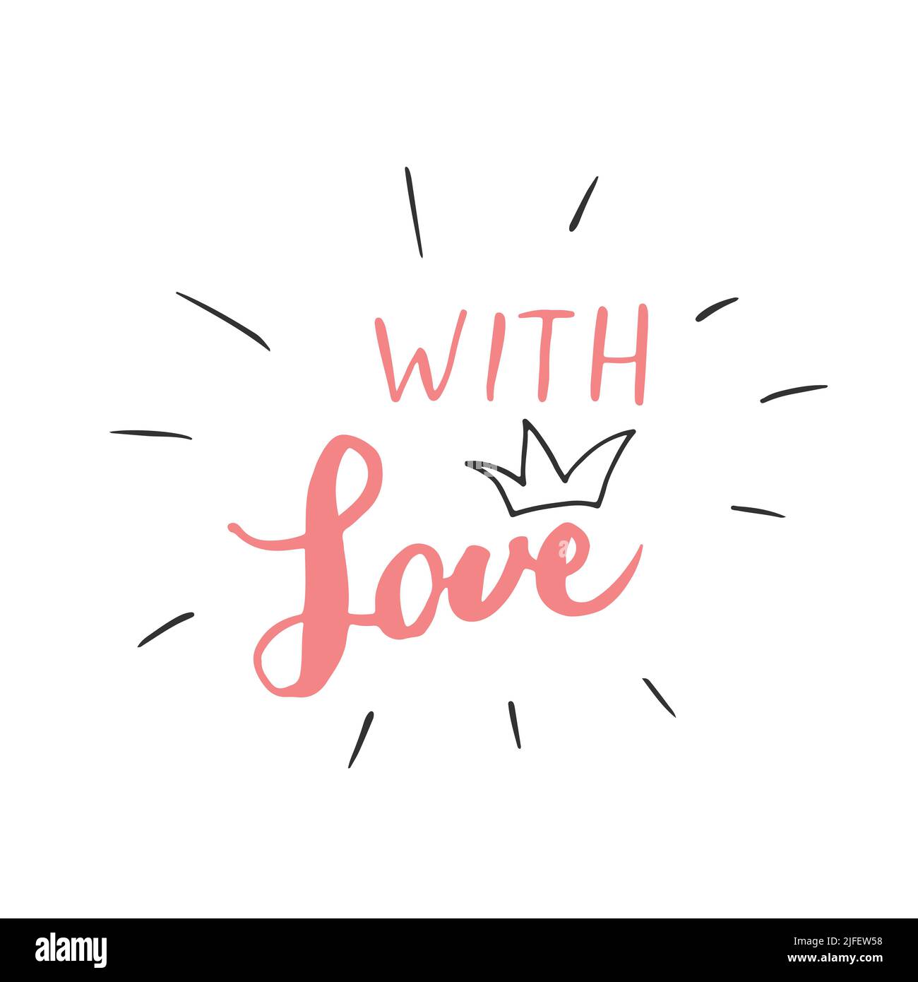With love lettering handwritten sign, Hand drawn grunge calligraphic ...