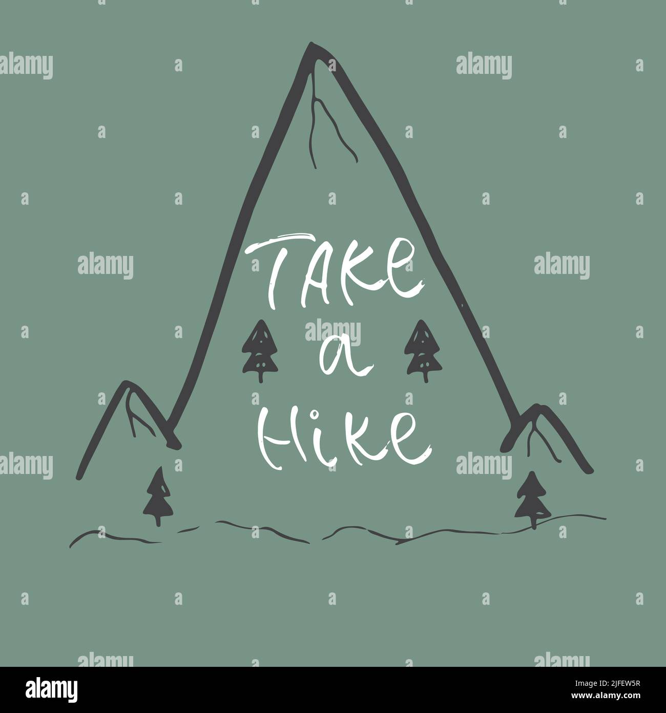 Take a hike lettering handwritten sign, Hand drawn grunge calligraphic ...