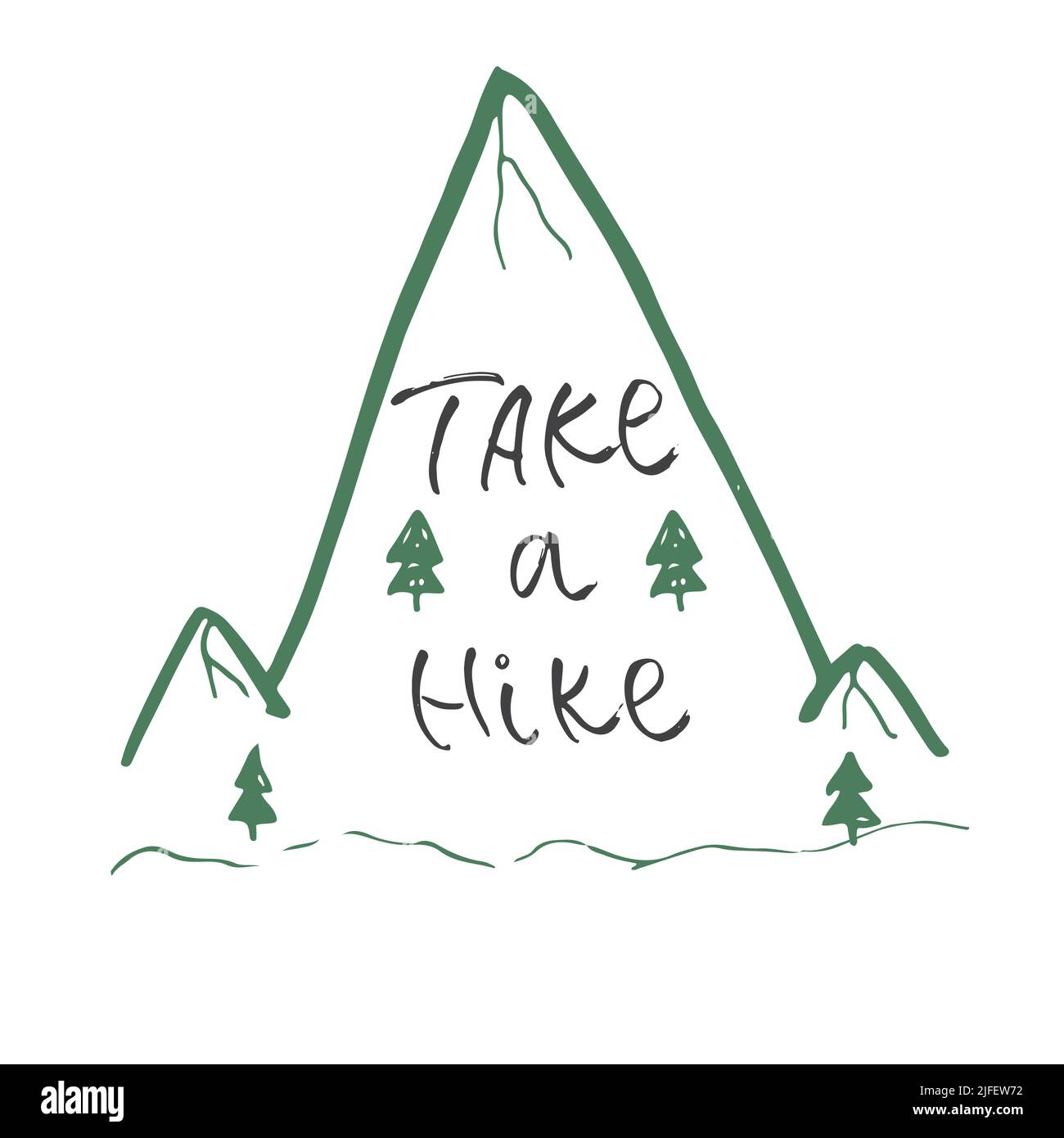 Take a hike lettering handwritten sign, Hand drawn grunge calligraphic ...