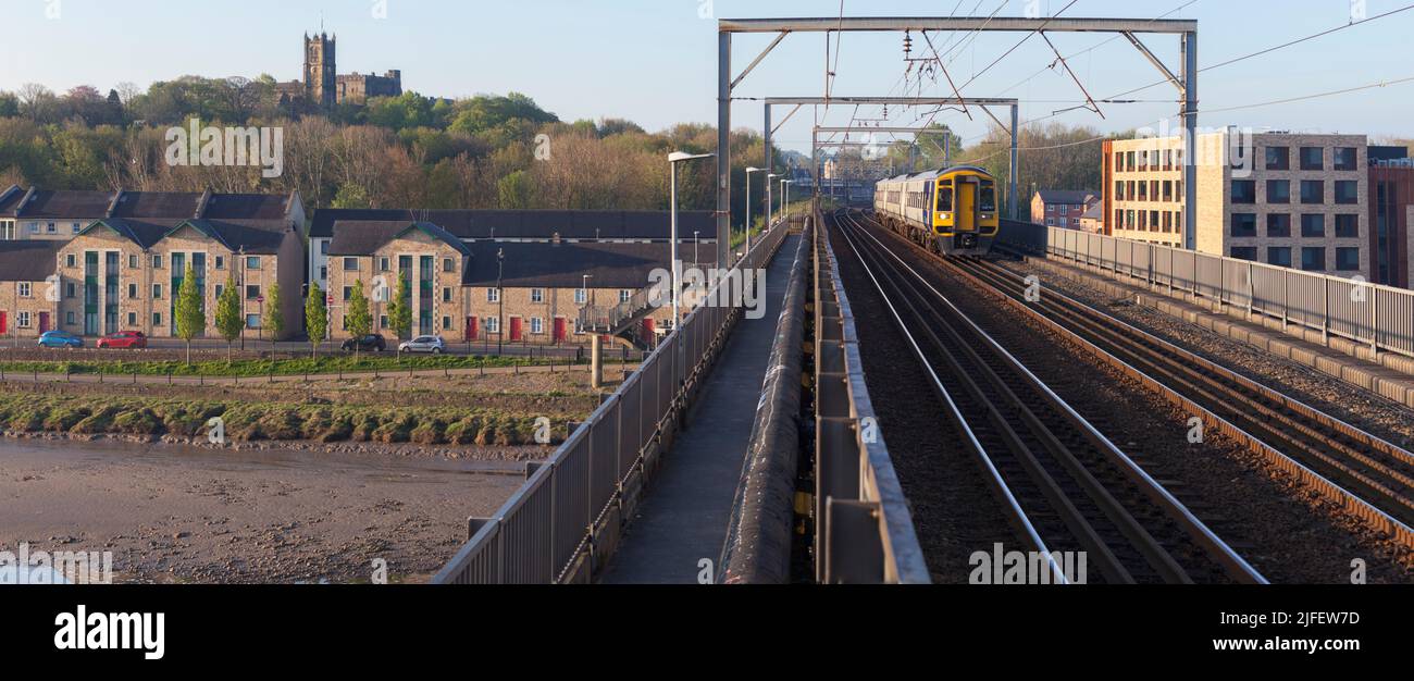 Northern rail class 158 sprinter train crossing Carlisle Bridge ...