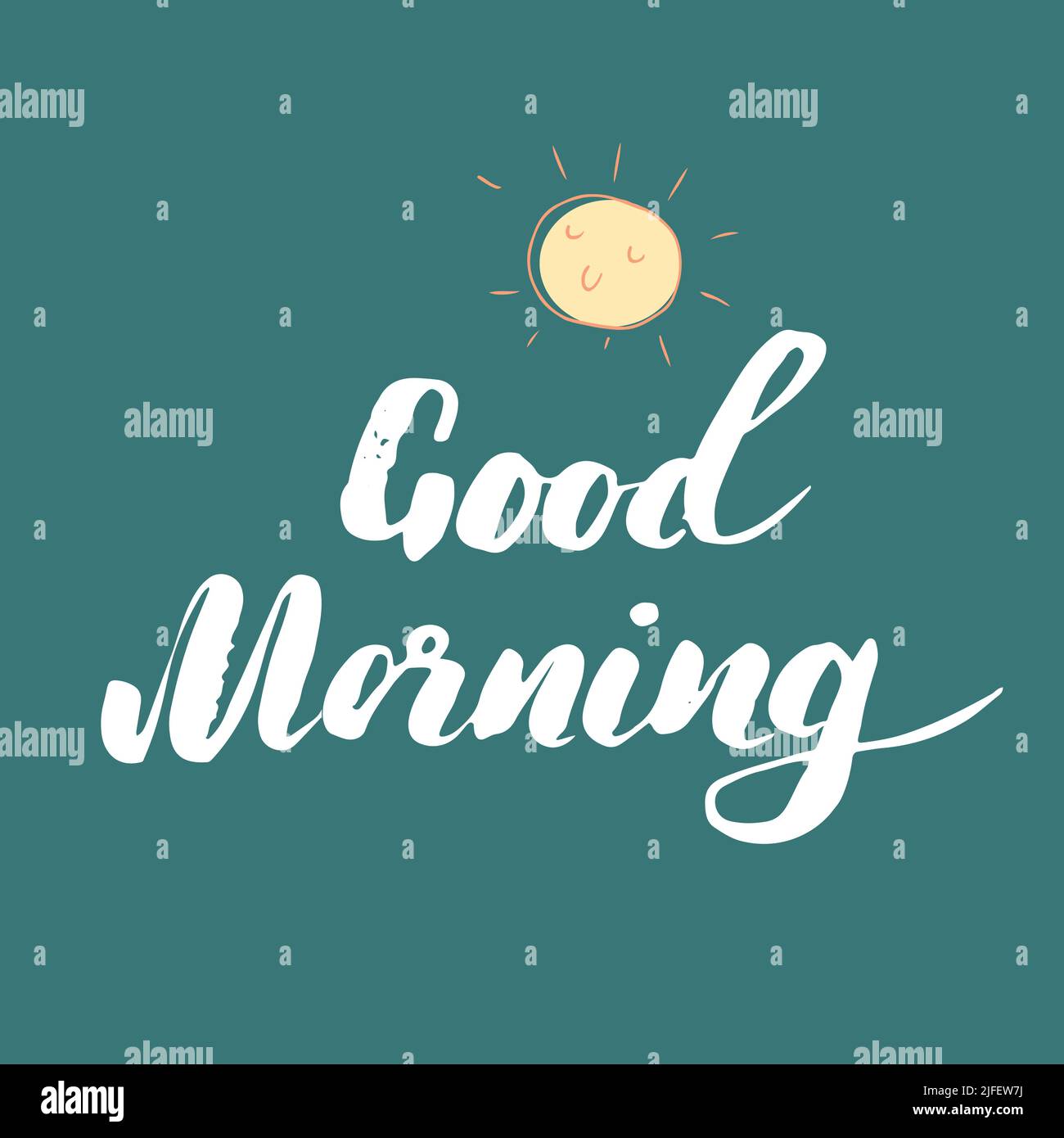 Good morning lettering handwritten sign, Hand drawn grunge calligraphic ...
