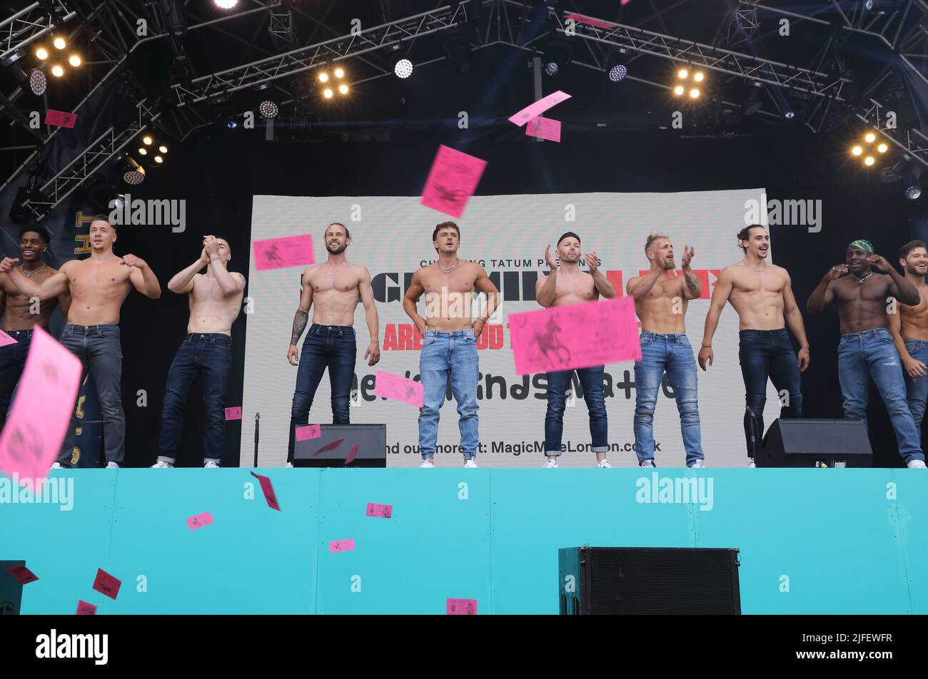 Performers from the ultimate ladies night out, Magic Mike, at West End ...