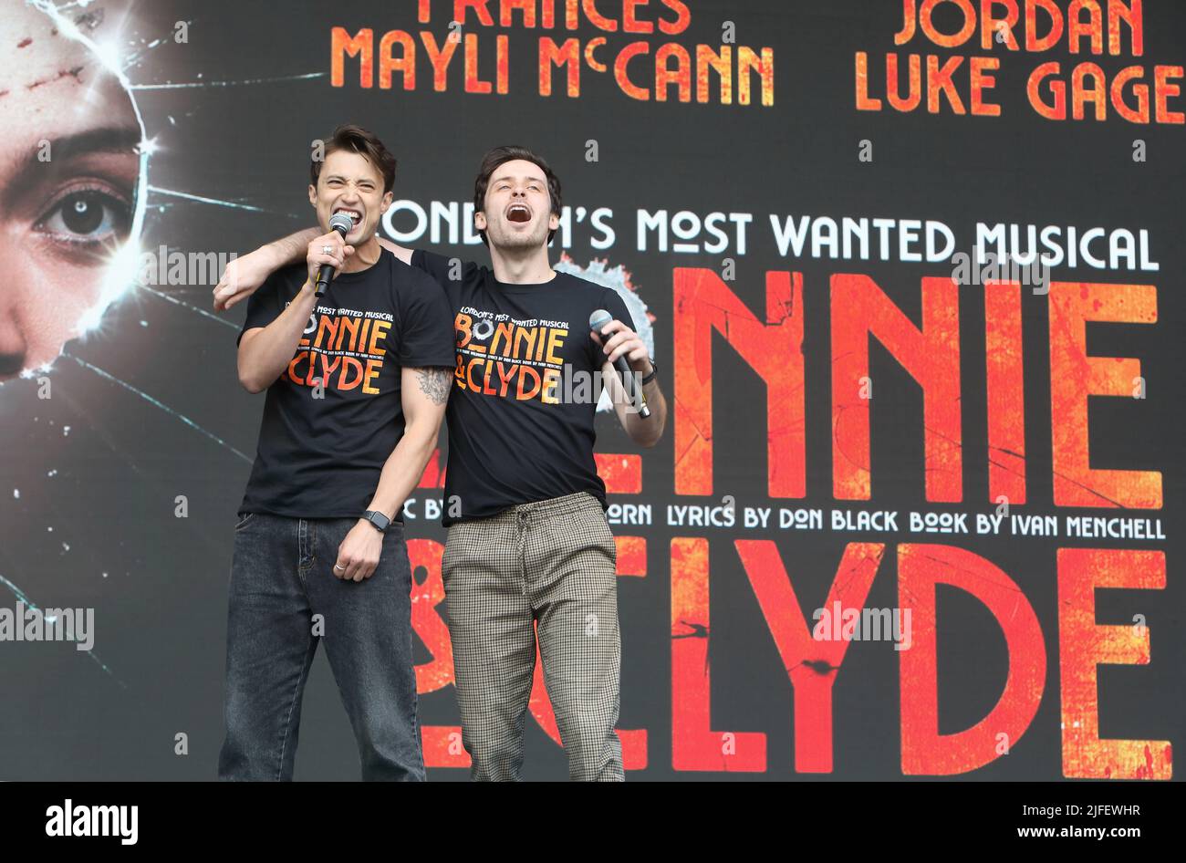 Cast of the cult musical Bonnie & Clyde at West EndLive 2022, currently ...