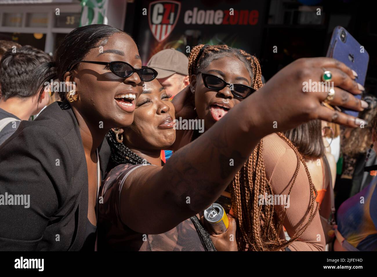 Members of the LGBTQ+ community gather in Soho streets during the 50th ...