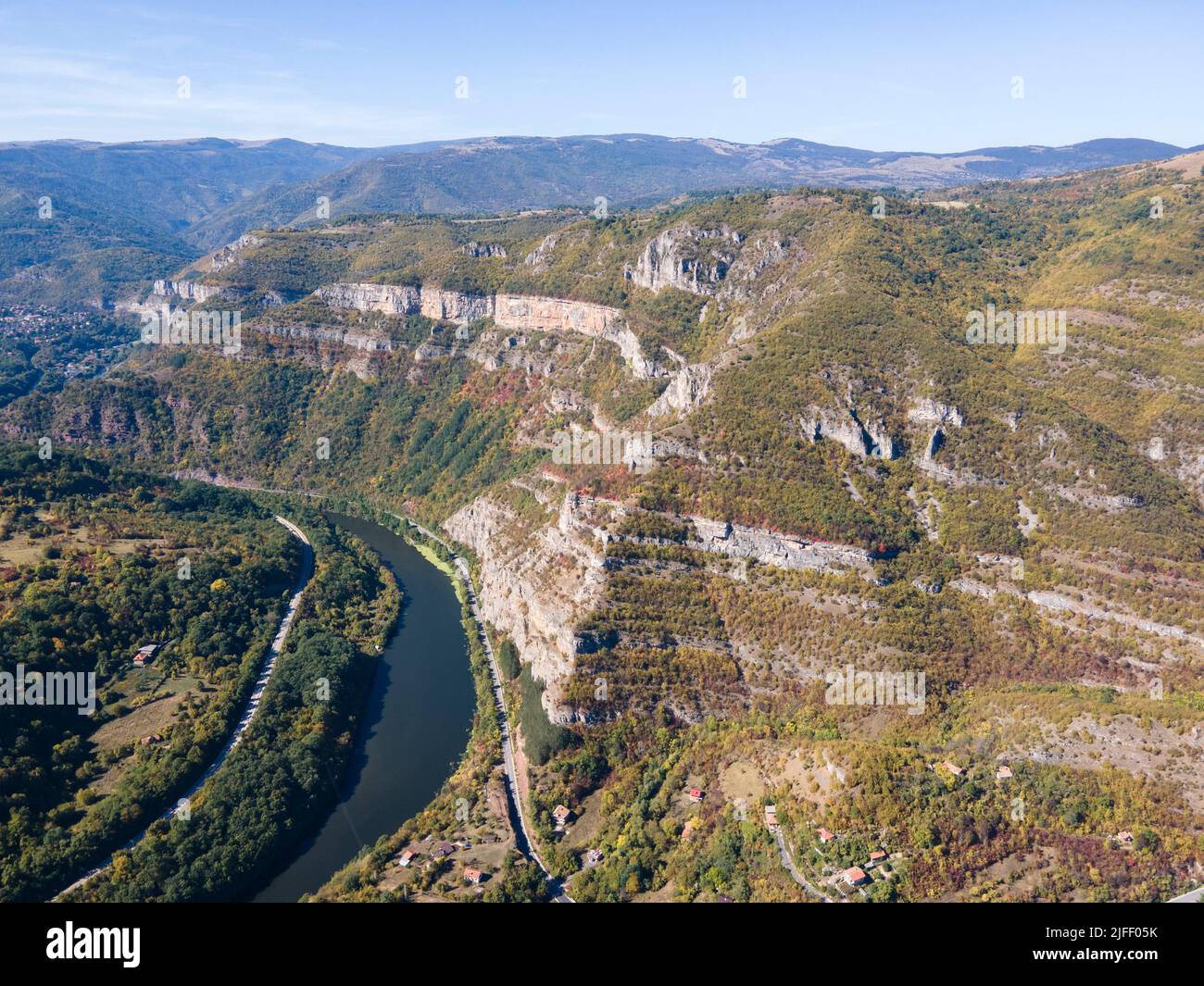 Aerial view of Iskar river Gorge near Lakatnik, Balkan Mountains, Sofia ...
