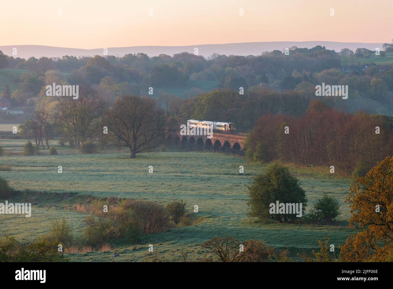 Northern Rail class 158 train 158755 crossing Melling viaduct on the ...