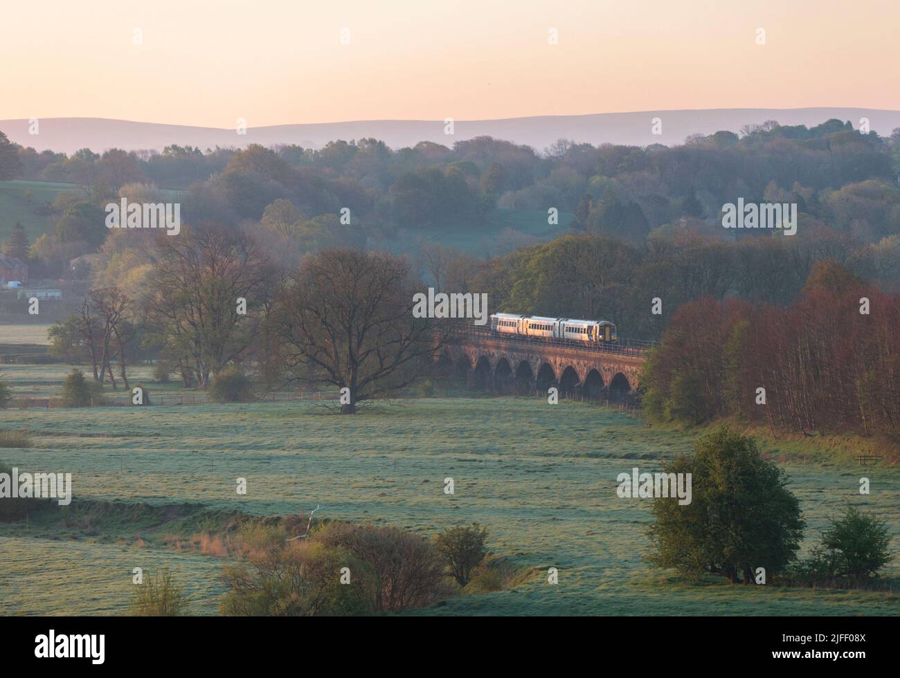 Northern Rail class 158 train 158755 crossing Melling viaduct on the ...