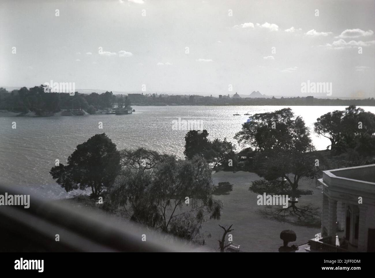 Vintage 1940's 1945 Maadi Egypt looking towards Giza and the Pyramids ...