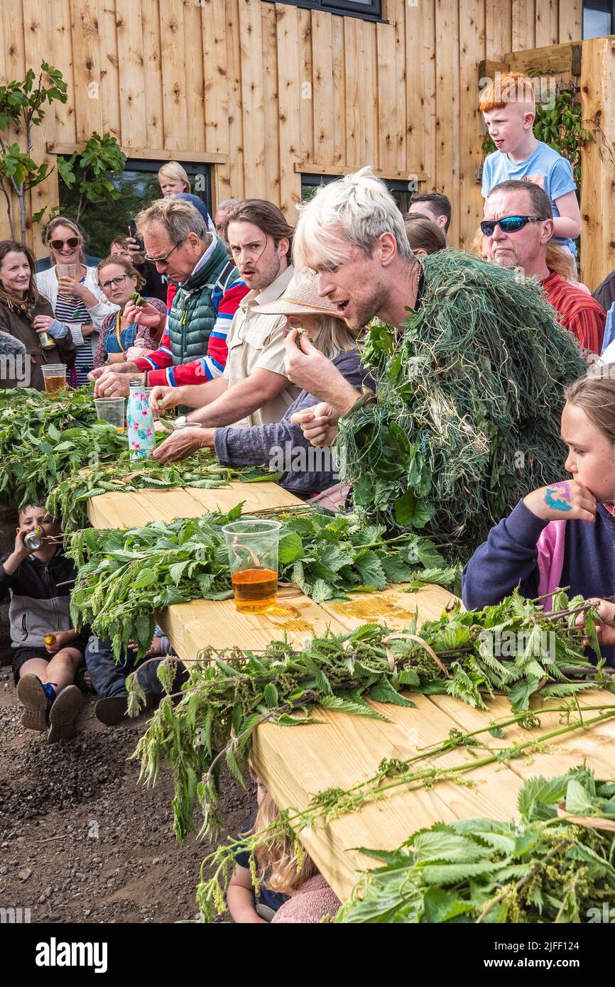 Dorset World Stinging Nettle Eating Competition 2022 Stock Photo - Alamy