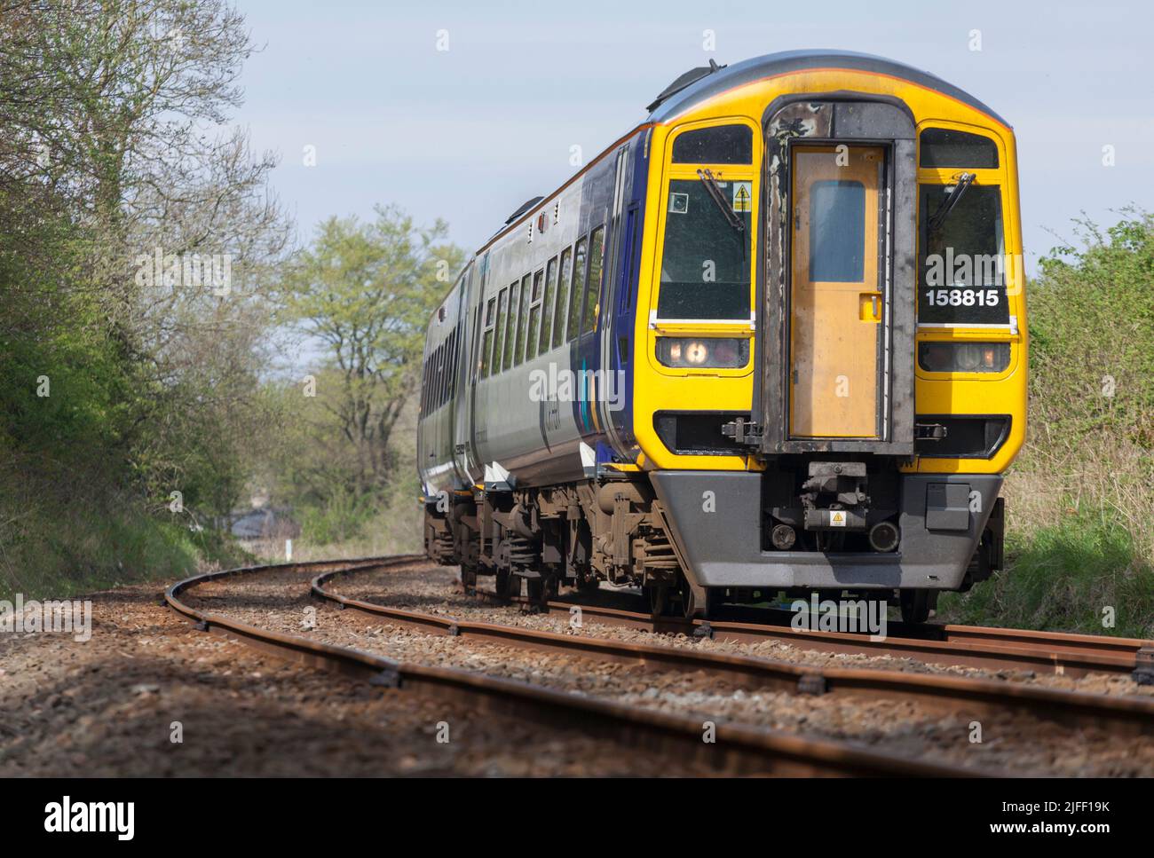 Northern rail class 158 diesel multiple unit train on the rural 'little ...