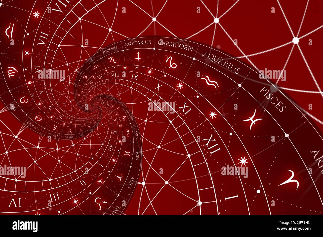 Astrology and alchemy sign background illustration - red Stock Photo ...