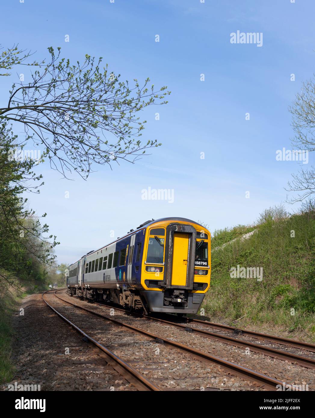 Northern rail class 158 diesel multiple unit train on the rural 'little ...