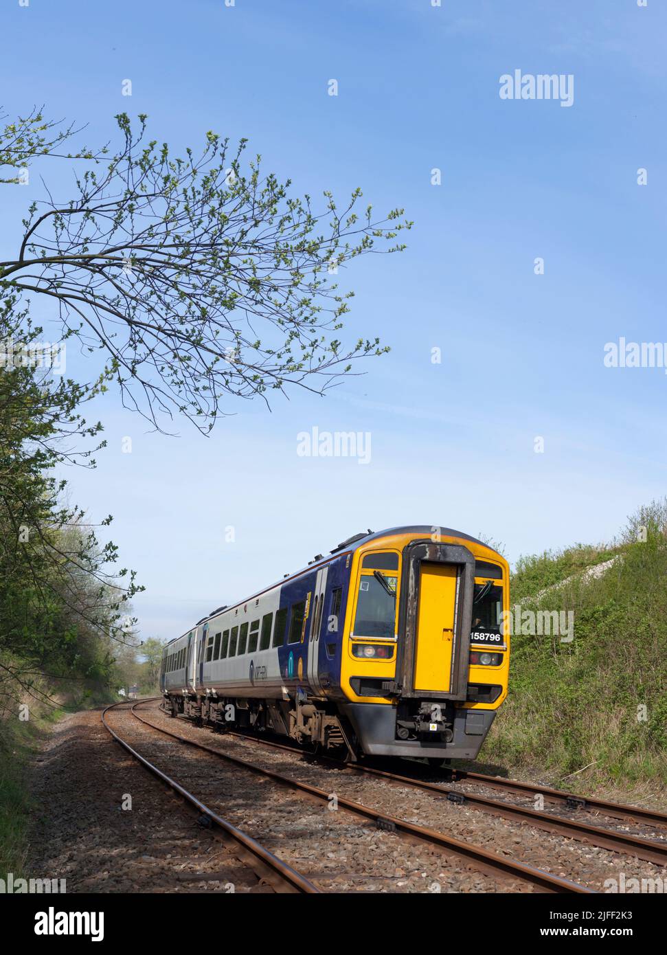 Northern rail class 158 diesel multiple unit train on the rural 'little ...