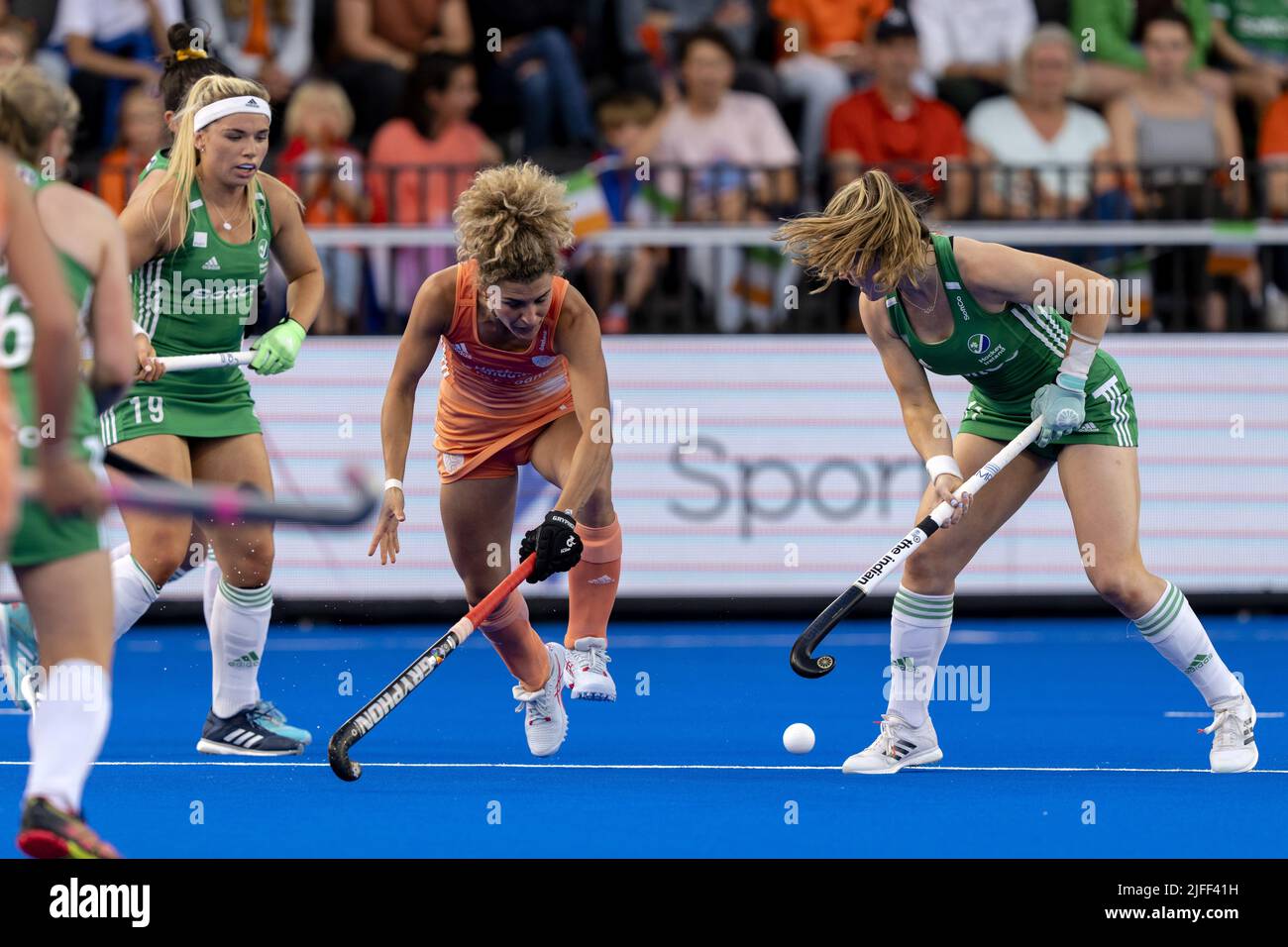 AMSTERDAM - Maria Verschoor and Sarah Torrans (Ireland) (lr) during the ...