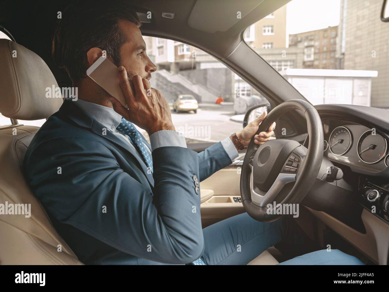 Smartphone mobile cell phone using talking while driving hi-res stock ...