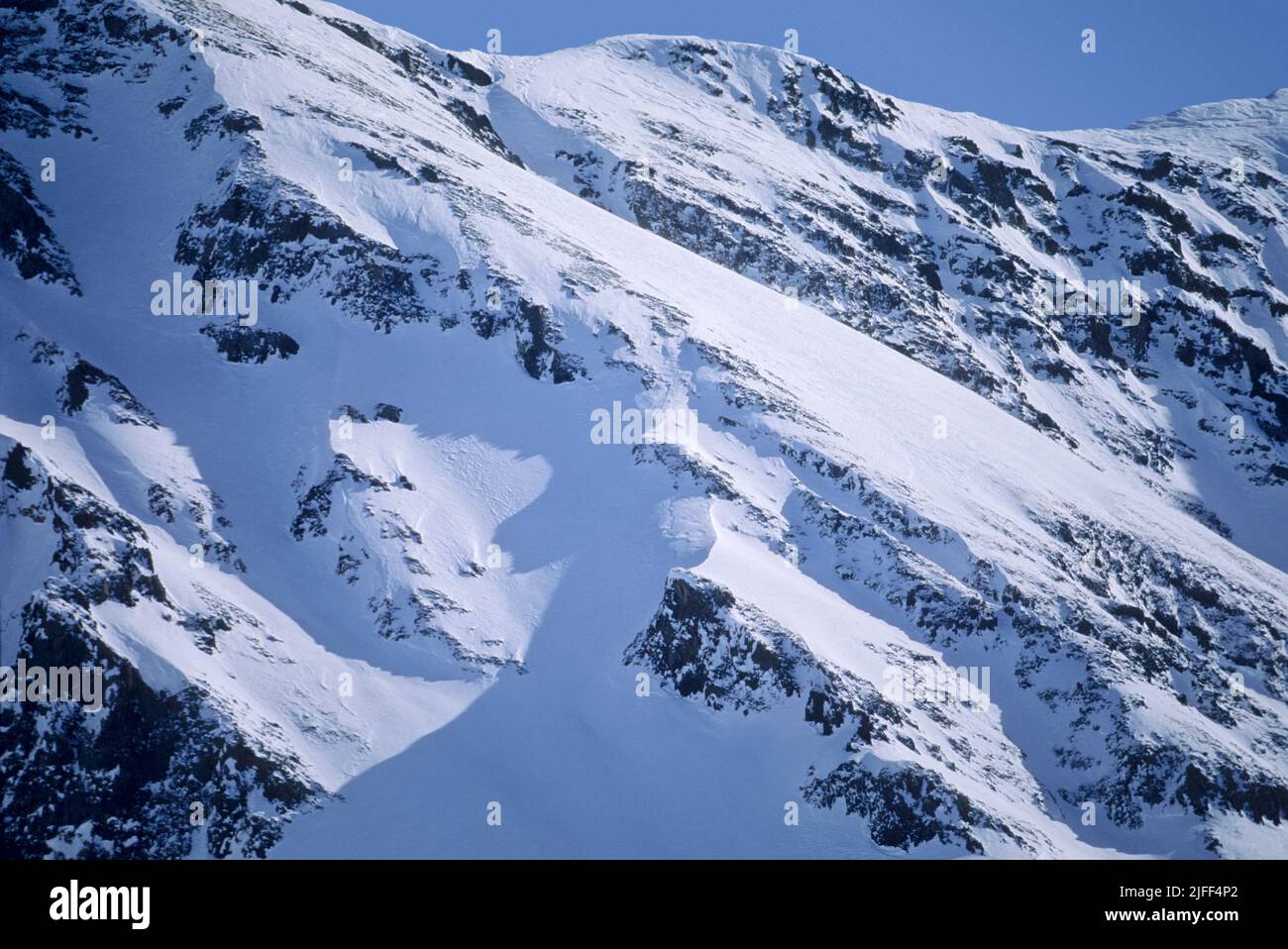 A section of the snow-covered Rocky Mountains in Colorado, USA Stock ...