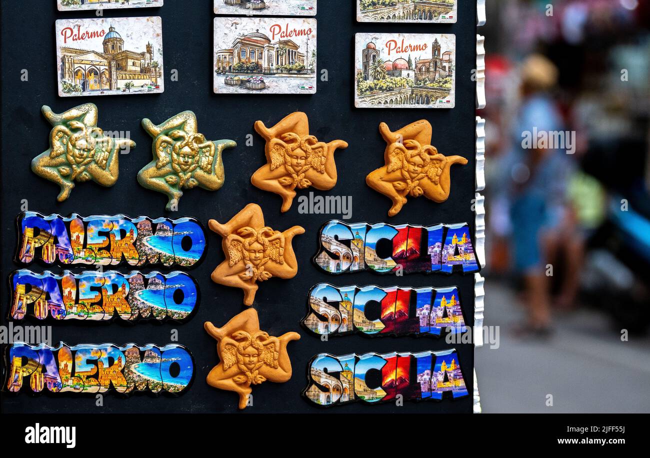 A close-up shot of different magnets of Palermo in Sicily Stock Photo ...