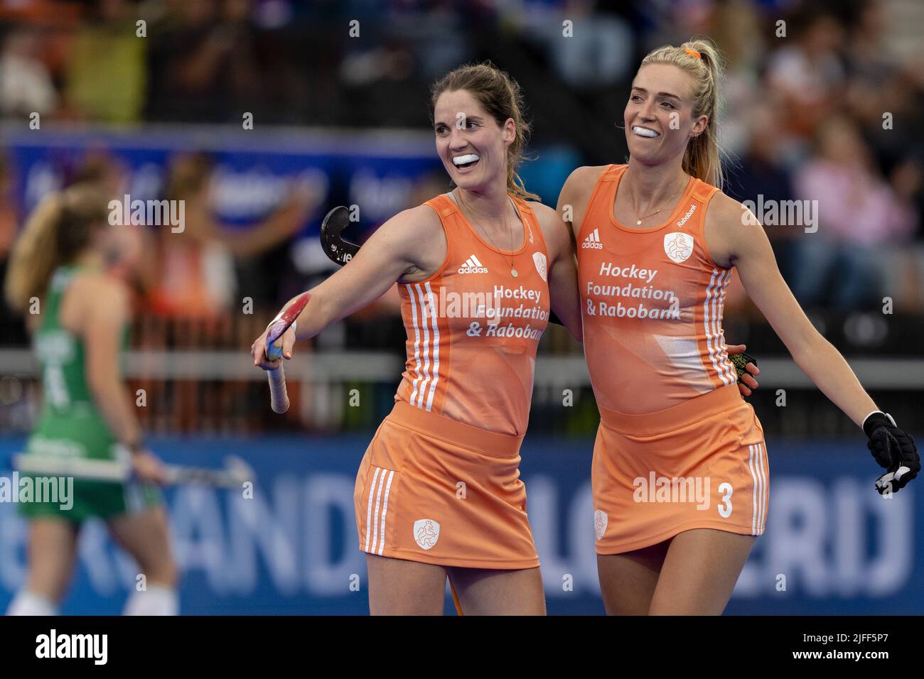 AMSTERDAM - Marloes Keetels and Sanne Koolen (LR) during the match ...