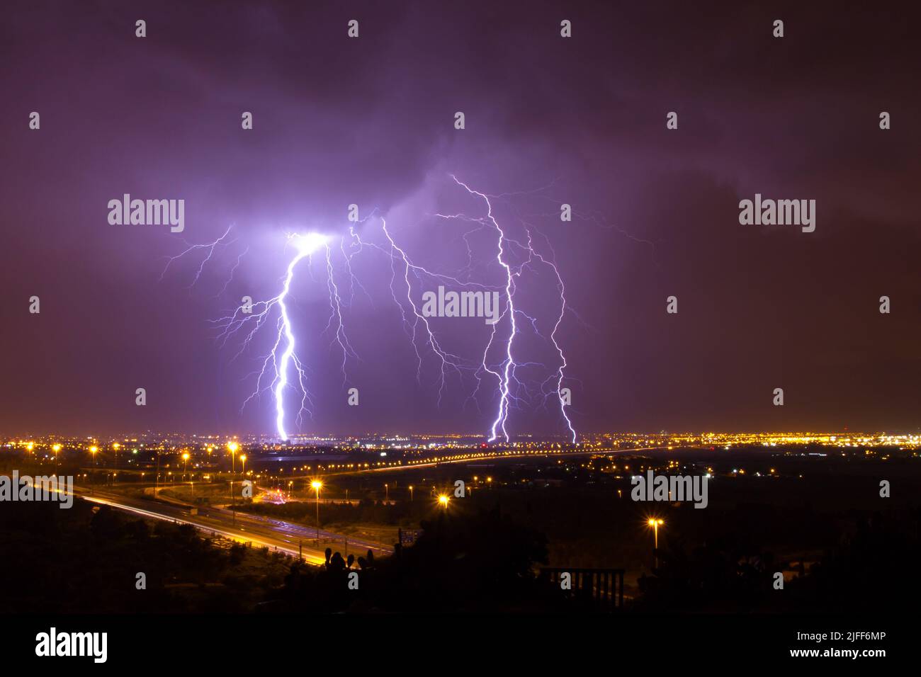 Thunder storm and massive lightning on a winter night Stock Photo - Alamy